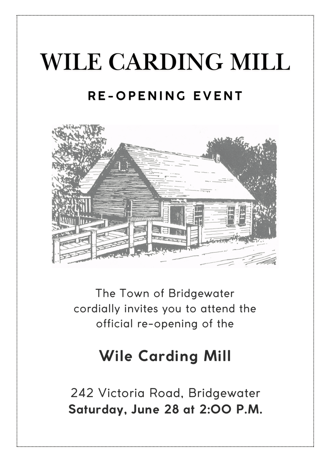 Wile Carding Mill Re-Opening! - DesBrisay Museum